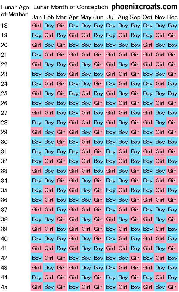 Chinese Baby Gender Calendar 2024 | Phoenixcroats
